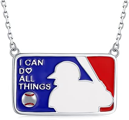 925-Sterling-Silver Baseball Necklace for Men - White Gold Plated ...