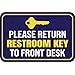 Amazon.com : Classic Framed Plus Please Return Restroom Key To Front ...
