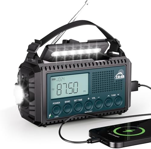 Mesqool Wind Up Radio, 12000mAh Portable Radio with Phone Charger ...