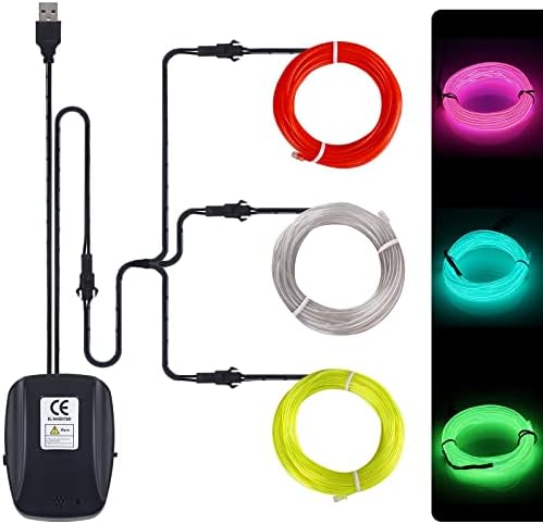 Amazon.com: AIT EL Wire Kit 9ft, Portable Neon Lights for Parties ...