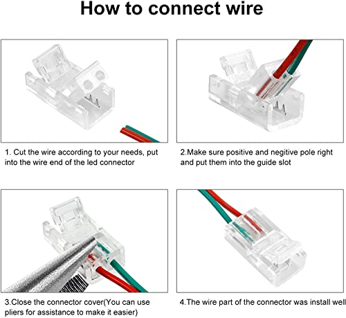 GTIWUNG 3528 2835 2 Pin Solderless LED Strip to Strip Connector Kit ...