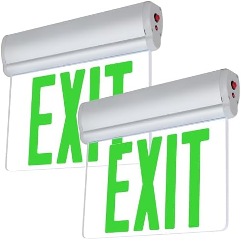 Green LED Edge Lit Exit Sign Brushed Aluminum Housing, UL Listed ...