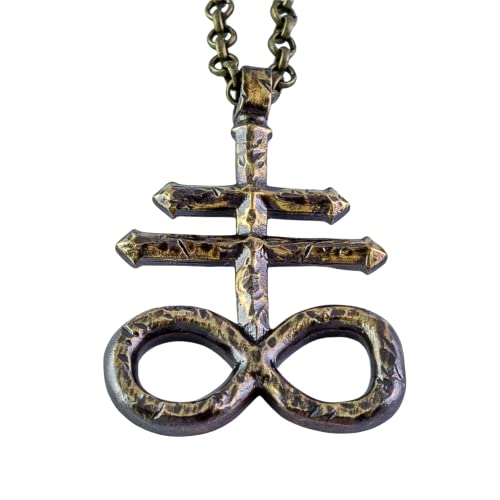 Amazon.com: Brass Leviathan cross necklace & keychain, occult and ...