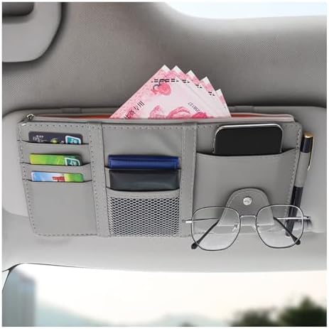 Amazon.com: Augeny Car Sun Visor Organizer, Leather Personal Belonging ...