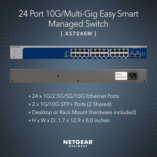 NETGEAR 24-Port 10G /Multi-Gigabit Easy Smart Managed Switch (XS724EM ...