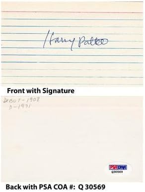 Harry Pattee Signed 3x5 Index Card 1908 Brooklyn Superbas PSA DNA COA ...