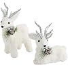 Amazon.com: Pair of 2 White Sisal Christmas Deer - Silver Glitter ...