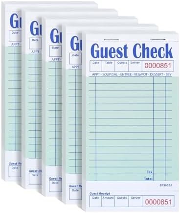 Amazon.com: Guest Check Books 6 Pack, Guest Checks for Servers, Server ...
