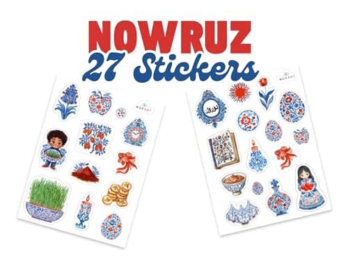 Amazon.com: Nowruz Stickers Set - Red and Blue Set - 2 Sheets with ...