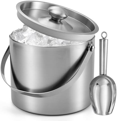 Amazon.com: Ice Bucket (3 Liter) Stainless Steel Double Wall Insulated ...