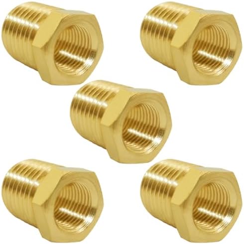 (Pack of 5) EFIELD Brass Reducer Hex Bushing 1/4" Male NPT X 1/8 ...
