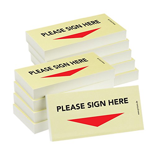 PRICARO Sticky Note “Please Sign here”, Arrow Down, 100 Sheets, Set of ...