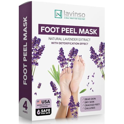 Lavinso Lavender Foot Exfoliator Peeling Mask for Dry Cracked Feet - 4 ...