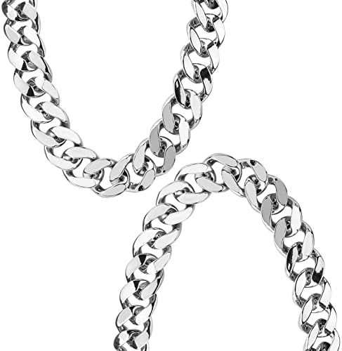 Amazon.com: Hip Hop Chunky Silver Chain 2 Pack, 32 Inch Plastic Silver ...