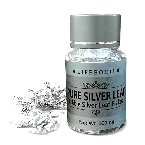 Amazon.com: Genuine Edible Silver Leaf Flakes, 100mg, 100% Genuine ...