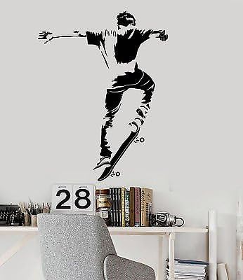 Amazon.com: Vinyl Wall Decal Skateboarder Teen Room Skateboarding ...