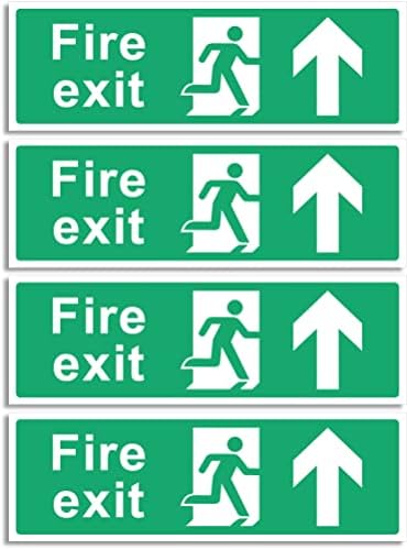 RubiGo - 1/2/4/6 Pack of Fire Exit Sign (No Arrow) Fire Signs Self ...
