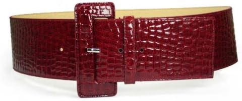 Amazon.com: 3 Inch Wide High Waist Croco Print Patent Leather Fashion ...