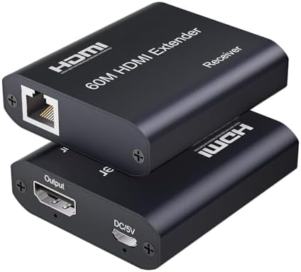 Amazon.com: LUKFOCAB HDMI Extender Over Cat5e/6/7 196ft/60m, 1080p@60Hz ...