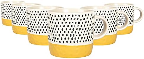 Nicola Spring 4pc Multicolour 385ml Dipped Dotty Stoneware Coffee Mugs ...