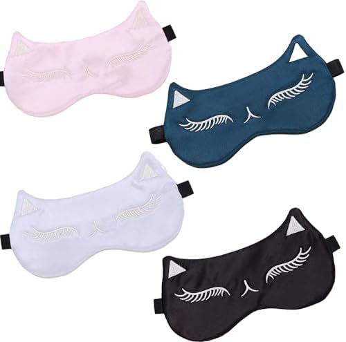 Amazon.com: Mukveitn Cute Cat Sleep Mask for Kids, 2 Pack Silk Sleeping ...