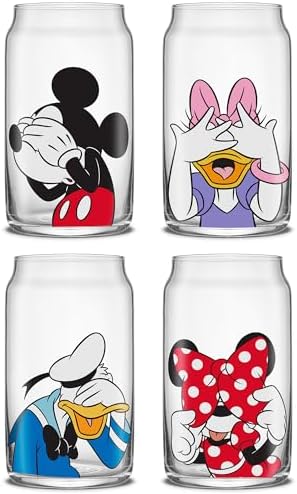 Amazon.com | Disney® Mickey & Minnie Double Wall Glass Tumbler Mug Set ...