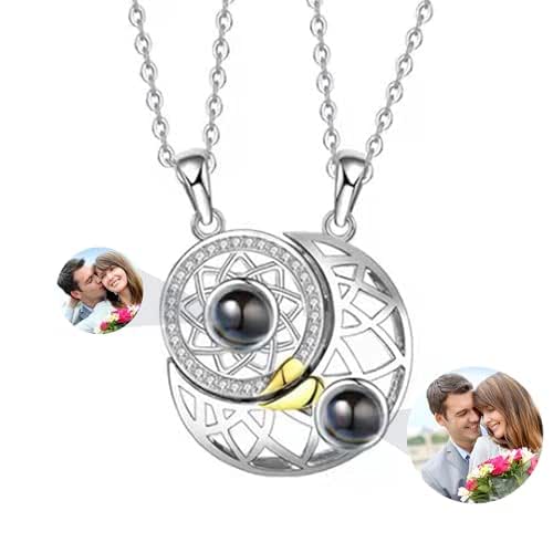 Amazon.com: 2PS Sun and Moon Necklace Custom Picture, Matching Necklace ...