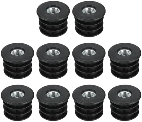 UXCELL 10Pcs M8 Thread Inserts for 25mm Round Tube, Black Plastic Plugs ...
