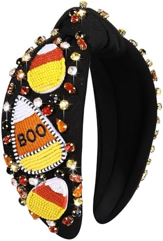 Amazon.com: boderier Halloween Headband Beaded Candy Corn BOO Knotted ...