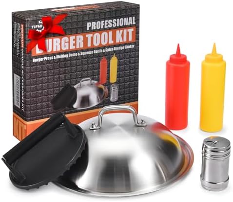 Amazon.com: TIFMI 12" Heavy Duty Melting Dome & 7'' Cast Iron Burger ...
