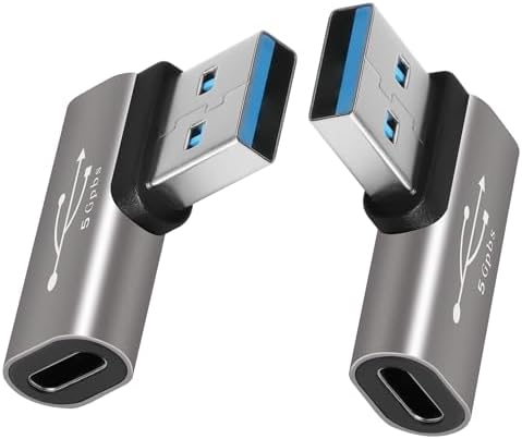 Amazon.com: Flat 90 Degree USB to USB C Adapter 2 Pack, Left and Right Angle USB C Female to A ...
