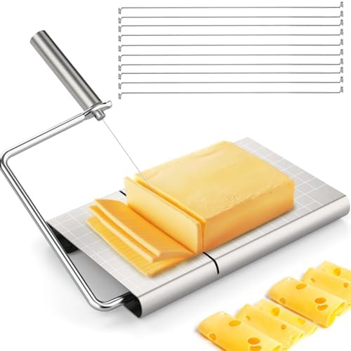 Amazon.com: Cheese Slicer, Stainless Steel Adjustable Thickness Block Cheese Cutter Slicer Board ...