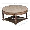Amazon.com: Farmhouse Round Ottoman Coffee Tables for Living Room Office, Khaki Tufted ...