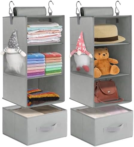 punemi 3-Shelf Hanging Closet Organizer, 2 Pack Closet Hanging ...