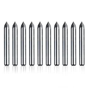 10pcs CNC Router V Bits 60 Degrees 0.1mm Tip, 1/8" Shank 3 Edge Pyramid ...