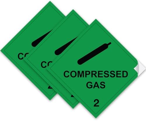 SAFESIGN (3 Pack) Compressed Gas Vinyl Sign Stickers 100 X 100mm ...