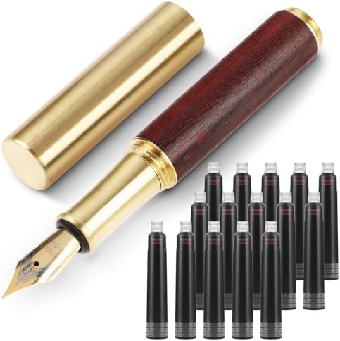Amazon.com : SIPLIV Handcrafted Brass Wooden Fountain Pen Short ...