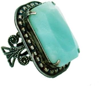 Amazon.com: Sorrelli Large Rectangle Ring with Pale Green Stone ...