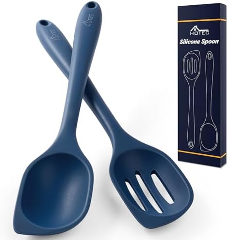 Amazon.com: HOTEC Heat Resistant Silicone Cooking Spoon Spatula, Large ...