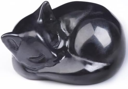 Amazon.com: SSAKUGGI 1PC Cat Figurine Black Cat Carving Sleeping Cat ...