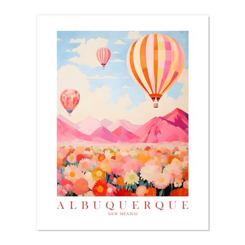 Amazon.com: Albuquerque Travel Print New Mexico Southwest Balloons Pink ...