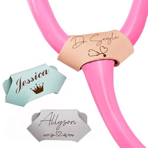 Amazon.com: Stethoscope Charms with Leather Tag, Handmade Personalized ...