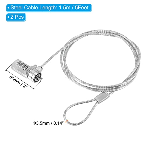 PATIKIL Laptop Cable Lock, 5 Ft Security Cable, 2 Pcs 4 Digit ...