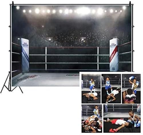 Amazon.com : Qian Boxing Ring Backdrop Arena Stage Lights Sport Photo ...