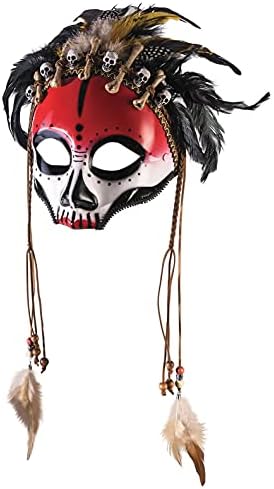 Amazon.com: Forum Novelties Adult Voodoo Face Mask with Skulls, Red ...