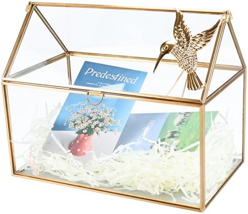 Amazon.com: HighFree Glass Wedding Card Box with Slot & Lock, Handmade ...