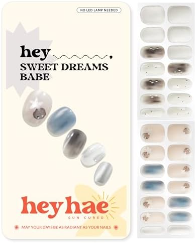 Amazon.com: Heyhae Semi Cured Gel Nail Strips | Sun Cured Gel Nail Wraps No LED Lamp Needed Easy ...