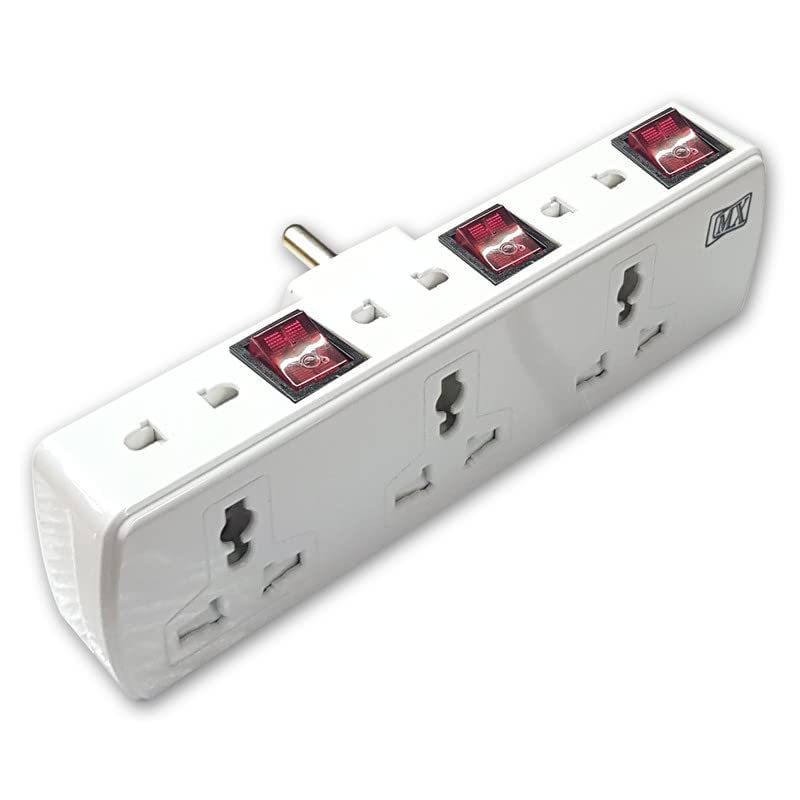 MX (3 Pin-3 Socket + 2 Pin-3 Socket) Universal Socket Cordless Wall ...