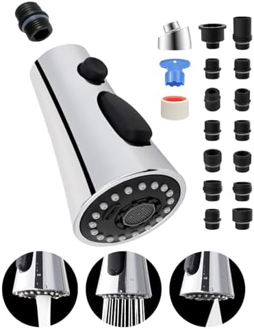 Amazon.com: Hibbent Pull Down Spray Head for Kitchen Faucet, 3-Function ...