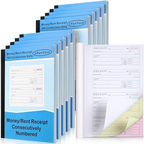 Amazon.com : Crtiin 10 Sets Money and Rent Receipt Book 3 Part ...